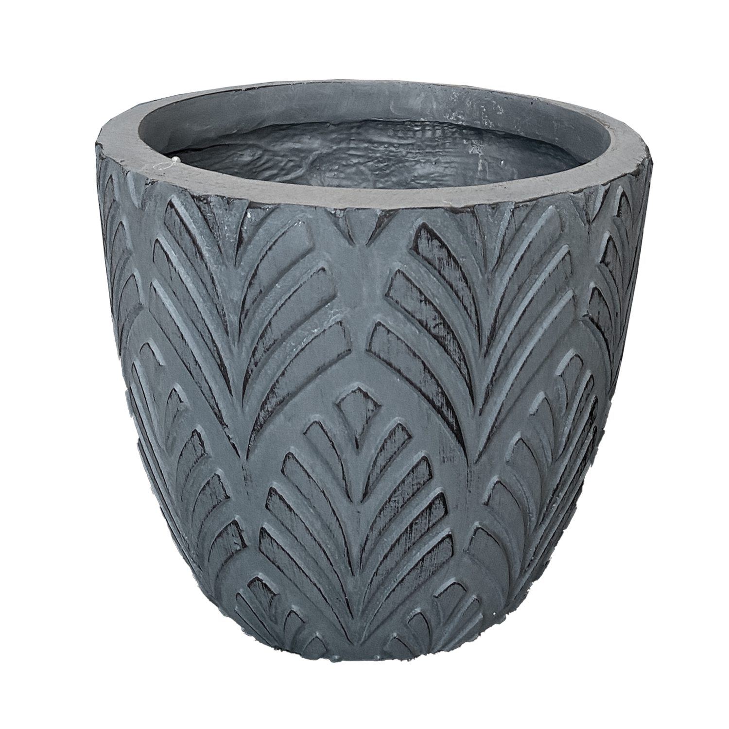 Phoenix Leaves Textured Pot - Anthracite L - 37.5D*34.5H(CM)